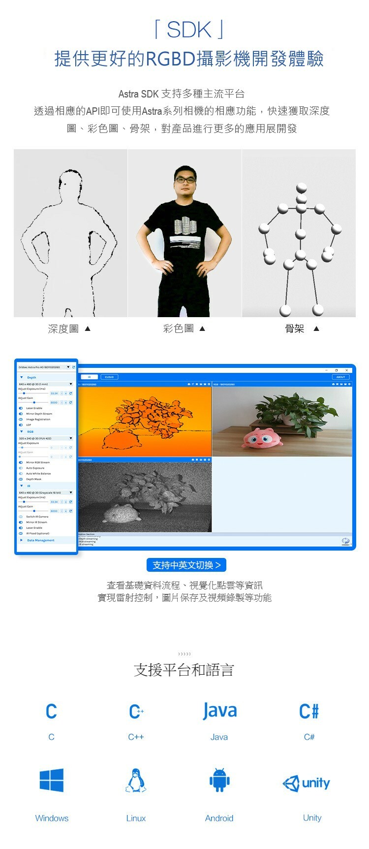 奧比中光 Astra Pro Plus 3D 深度攝影機 動態視覺 體感互動 ROS2 樹莓派