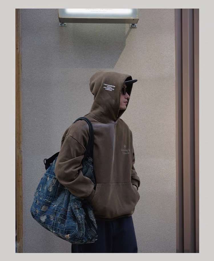 ubh13 | UNBENT 24秋冬日系造舊洗水染色鬆身主題連帽衛衣 / 2色