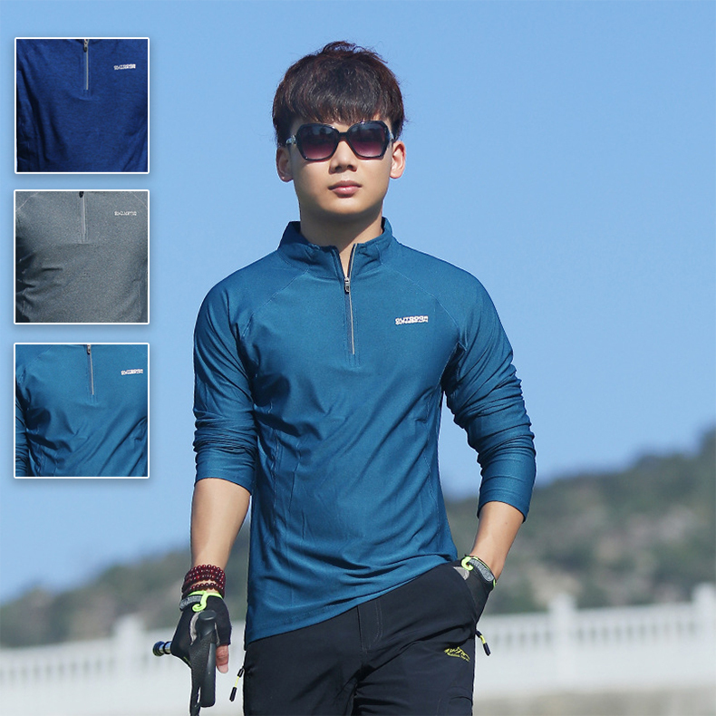 男｜秋冬立領素色刷毛保暖排汗衣 / 3色 - River Mountaineer川岳登山