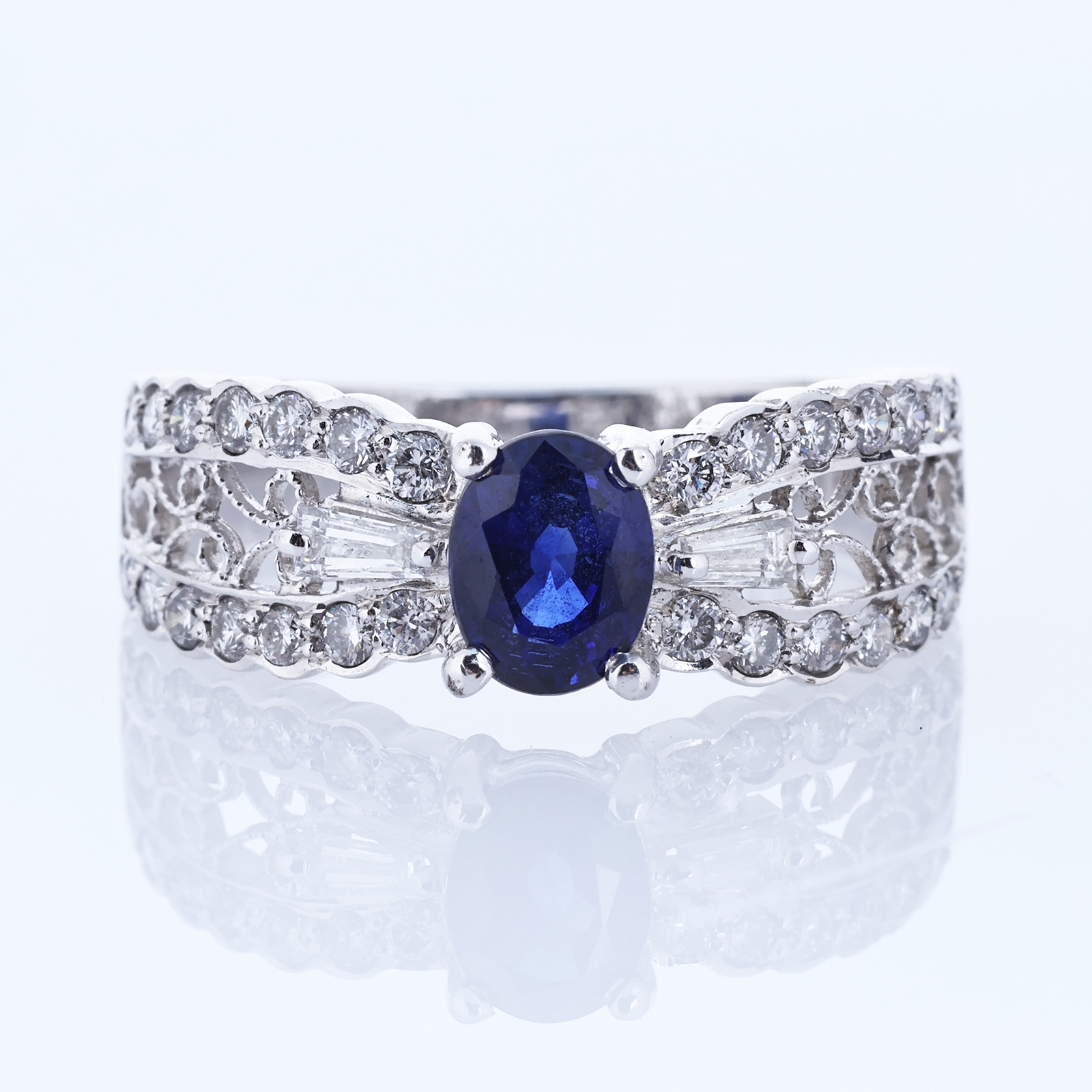 藍寶石 鑽戒 K10 WG 3.6G