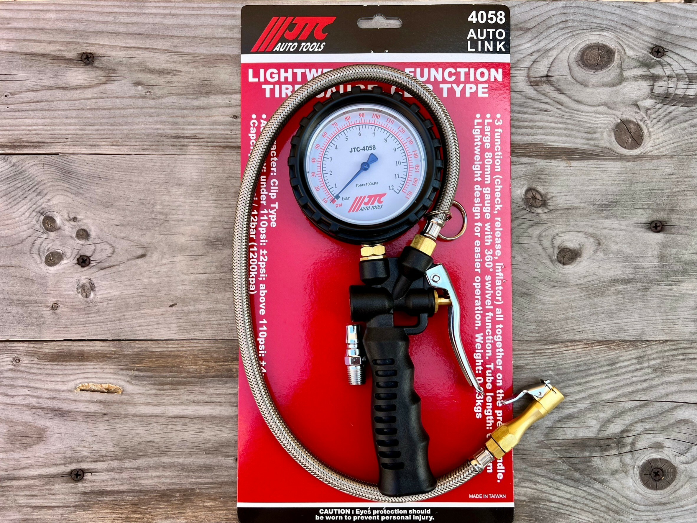 JTC-4058 輕量型三用打氣量壓錶-夾式