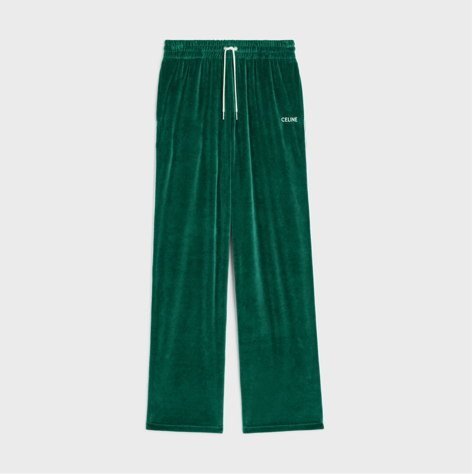 Celine track pants in velvet jersey