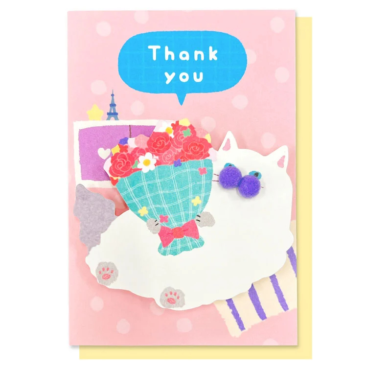 ACTIVE CORPORATION｜毛茸茸的貓咪賀卡〔謝謝你〕