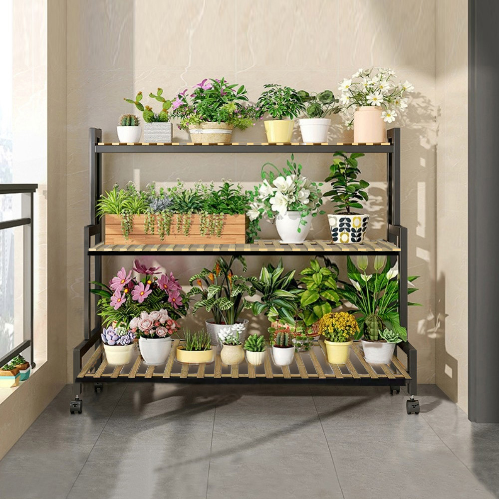 【AOTTO】日式可調節鋼架三層階梯花架(FT-102)