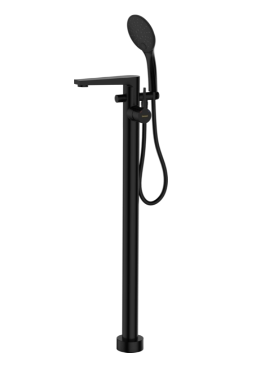 【元瀚衛廚 居家生活美學館_德國innoci】單孔單把落地式浴缸淋浴龍頭(黑色)-NF60102K-3