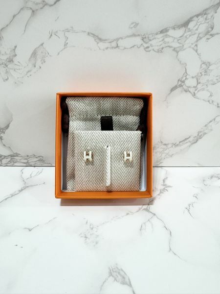 Hermes Mini Pop H Earrings GHW 白色 耳環