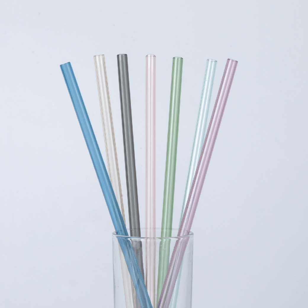 ECOZEN 彩色透明斜口吸管26cm (七色 粗/細)