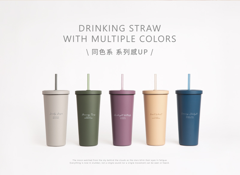 ECOZEN 彩色透明斜口吸管26cm (七色 粗/細)