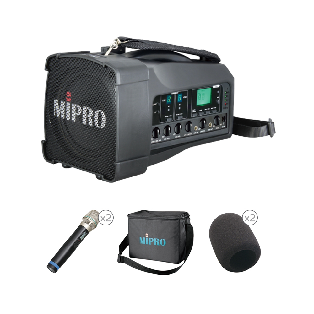 滿萬折千 MIPRO MA-100D 超迷你肩掛式單頻道喊話器 ACT-32H 手握無線麥克風