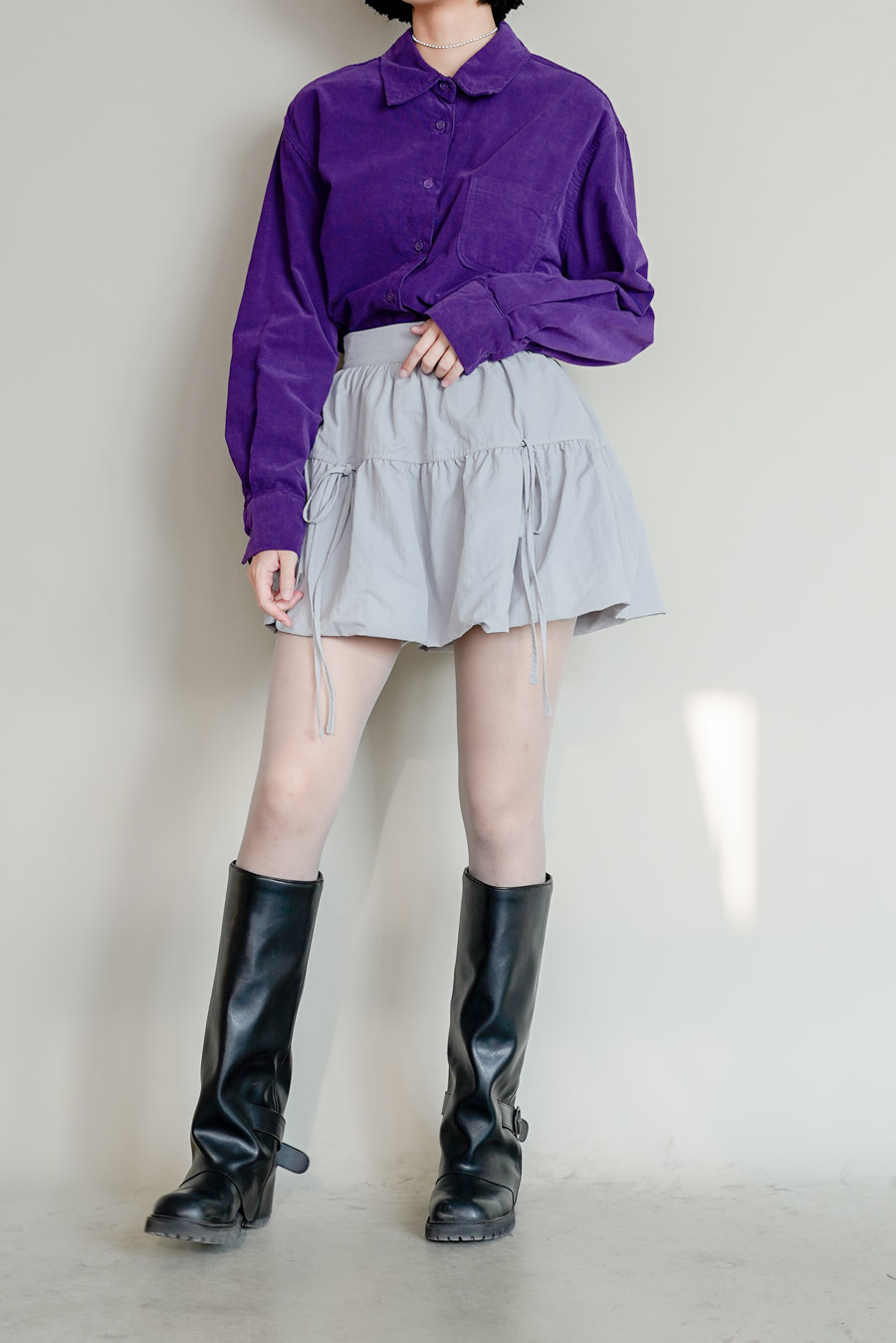 Ribbons mushroom skirt (BLACK) - free size