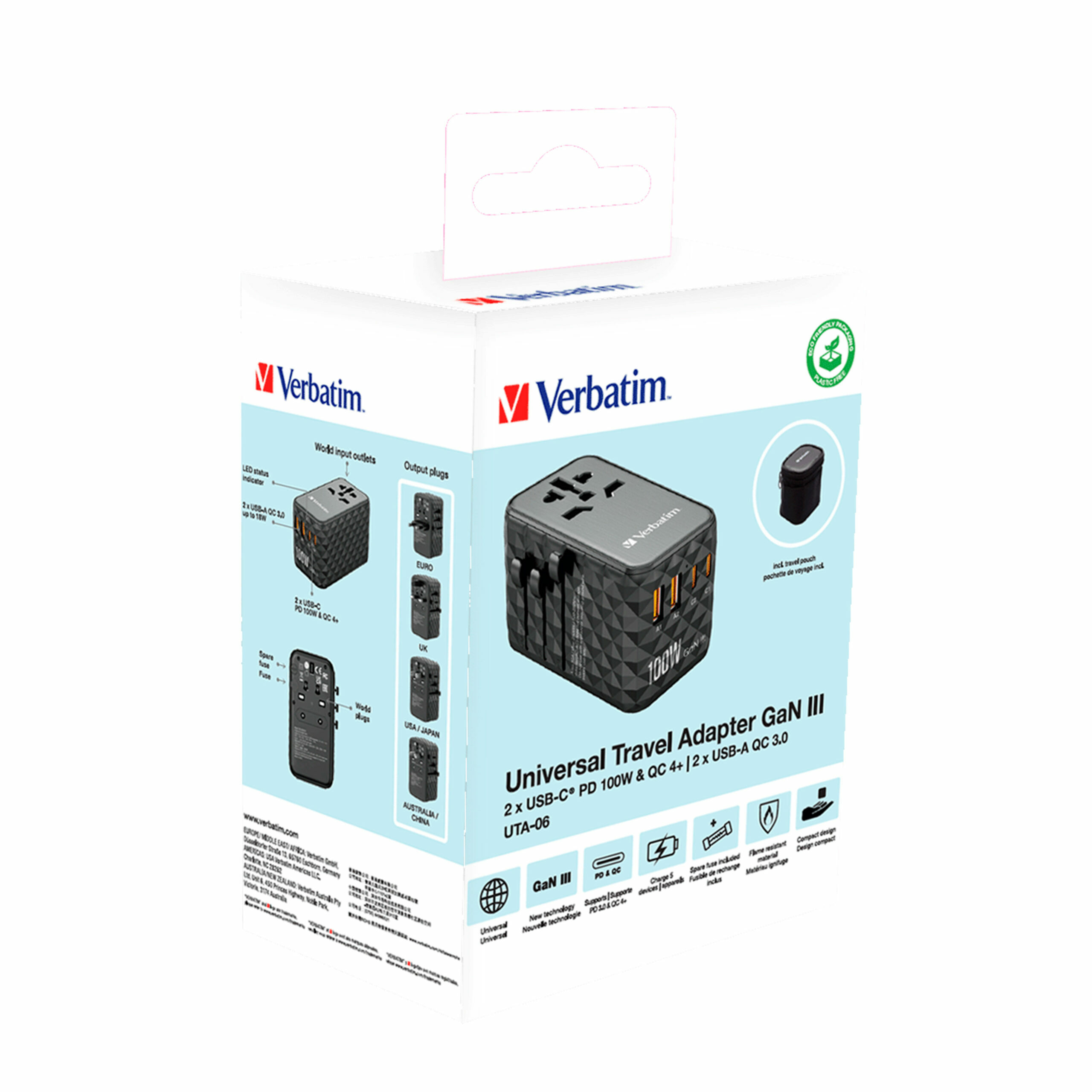 Verbatim 4 Port PD 3.0 100W Gan Travel AdaptorGaN III 1