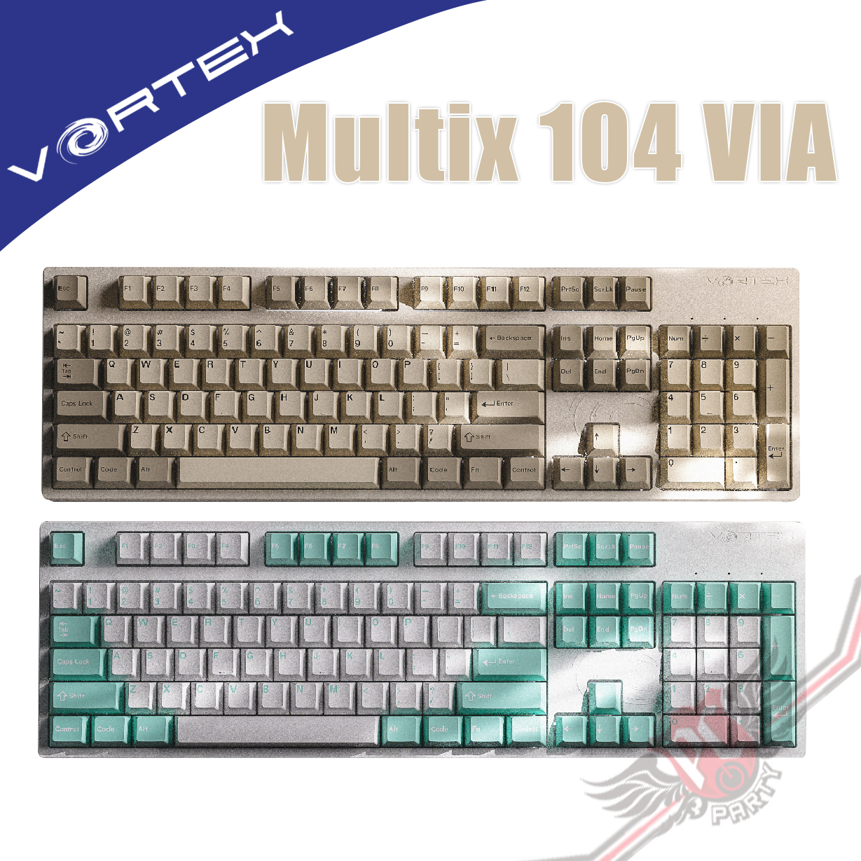 PC PARTY Vortex Multix 104 VIA 三模無線機械式鍵盤 藍芽5.0/2.4G/有線