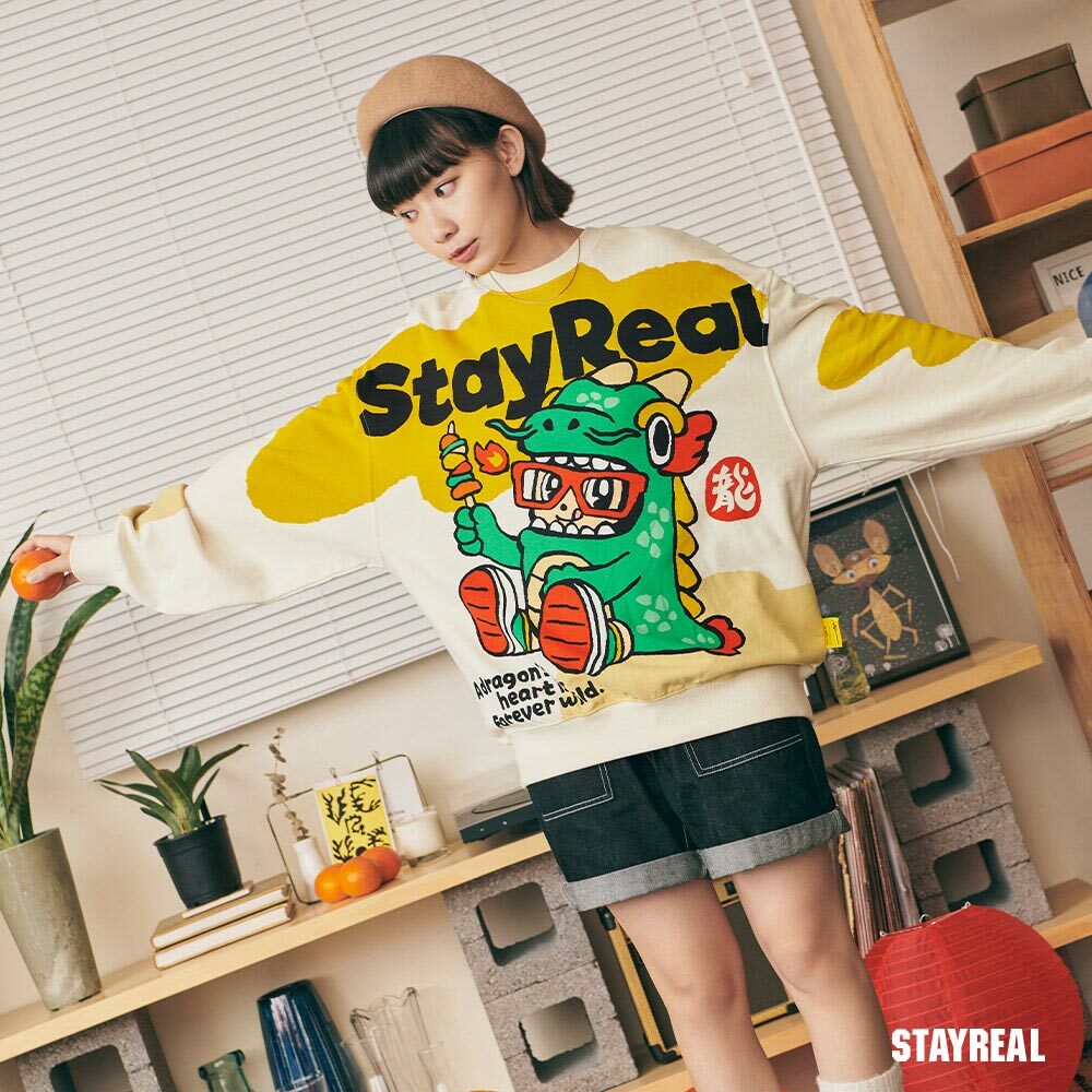 STAYREAL 吼!龍龍鼠小小塗鴉厚棉T