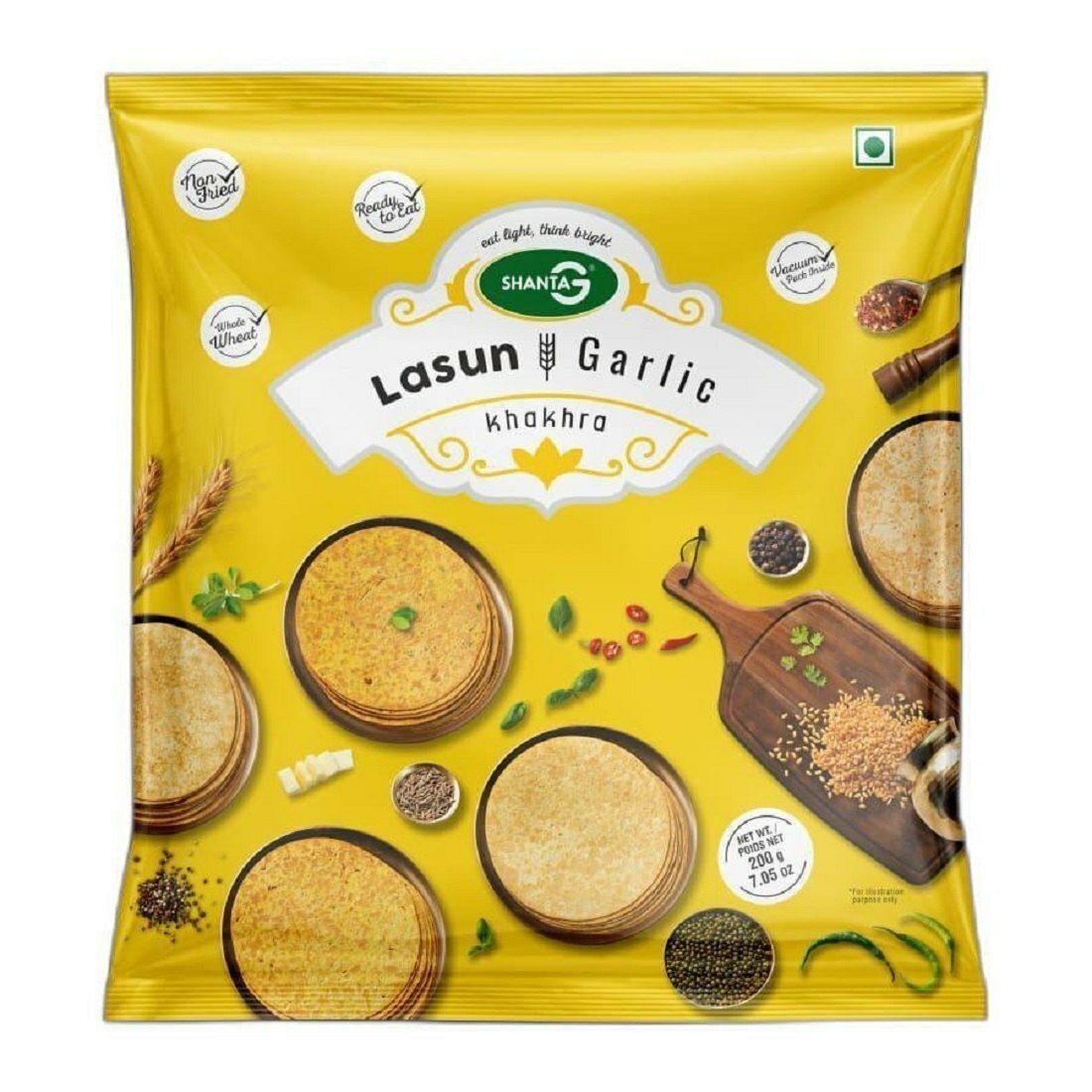 Lasun Garlic Khakhra 200gm - Shanta G
