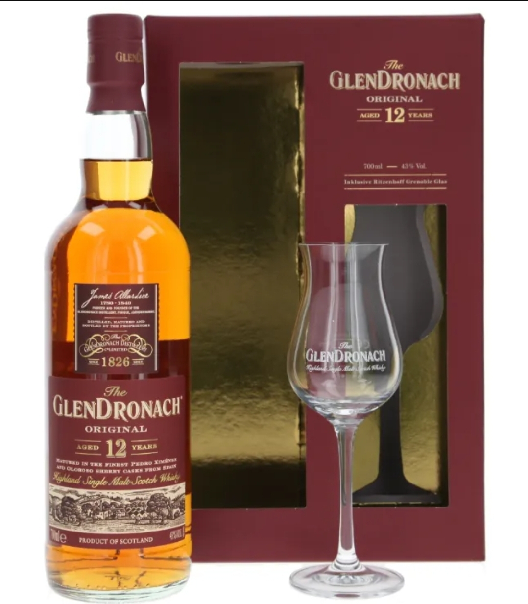Glendronach 12 Years Old Single Malt Scotch Whisky Gift