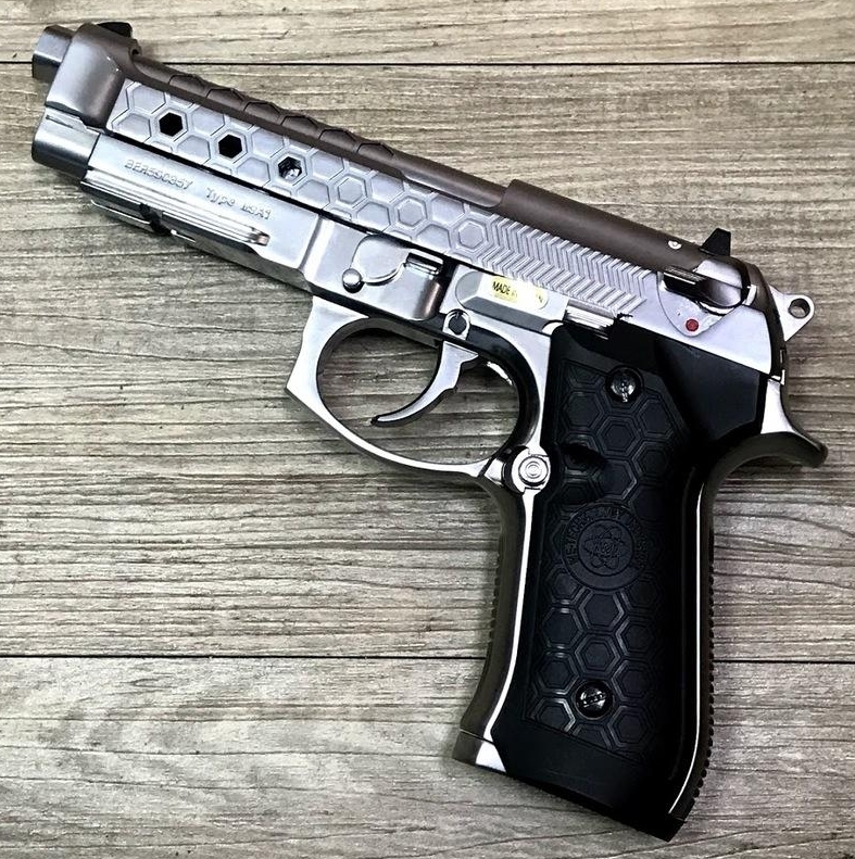 WE M9A1 M9 M92 蜂巢版 全金屬 瓦斯手槍 銀色 空槍版 12556