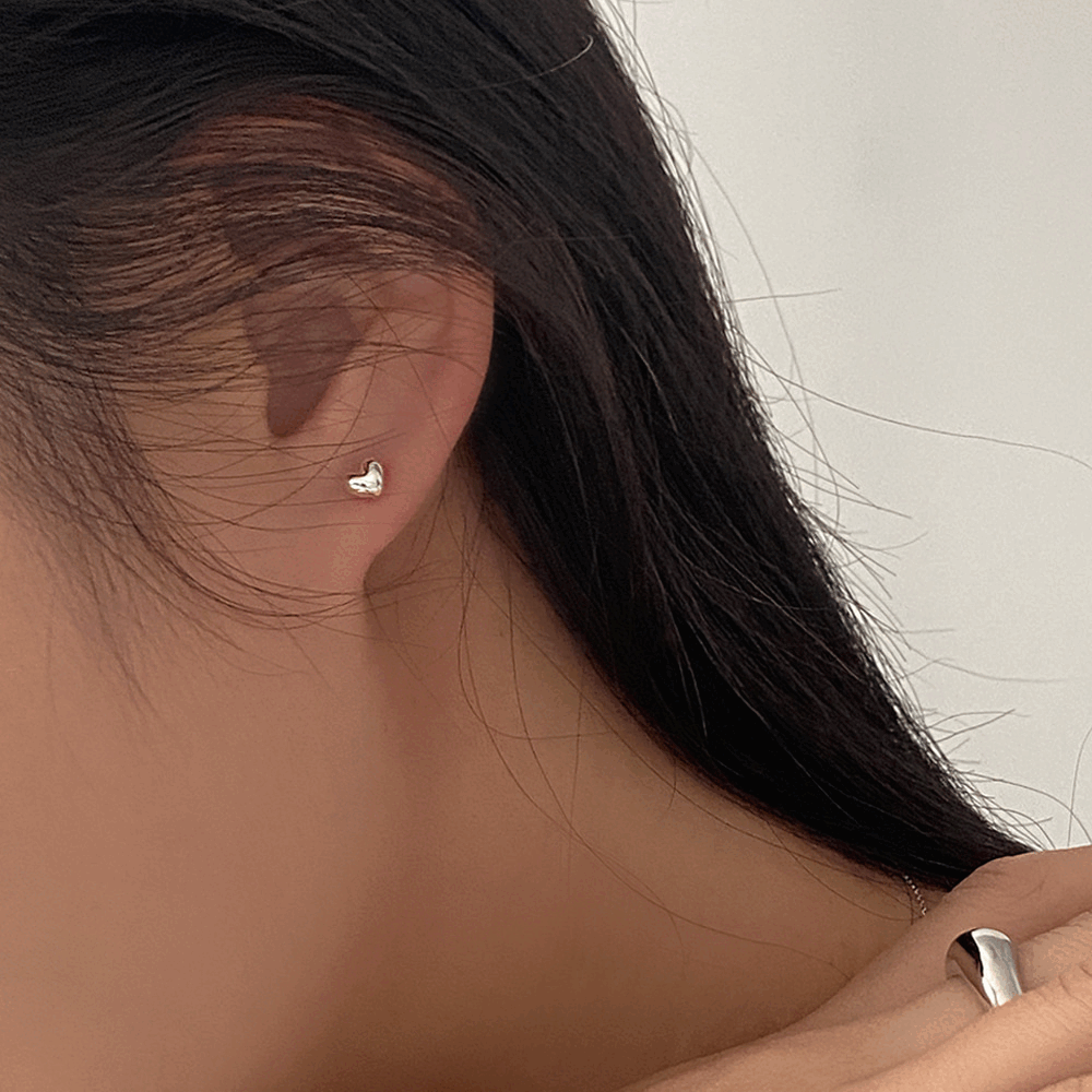 純銀 925 silver mini heart stud earrings (HA374)