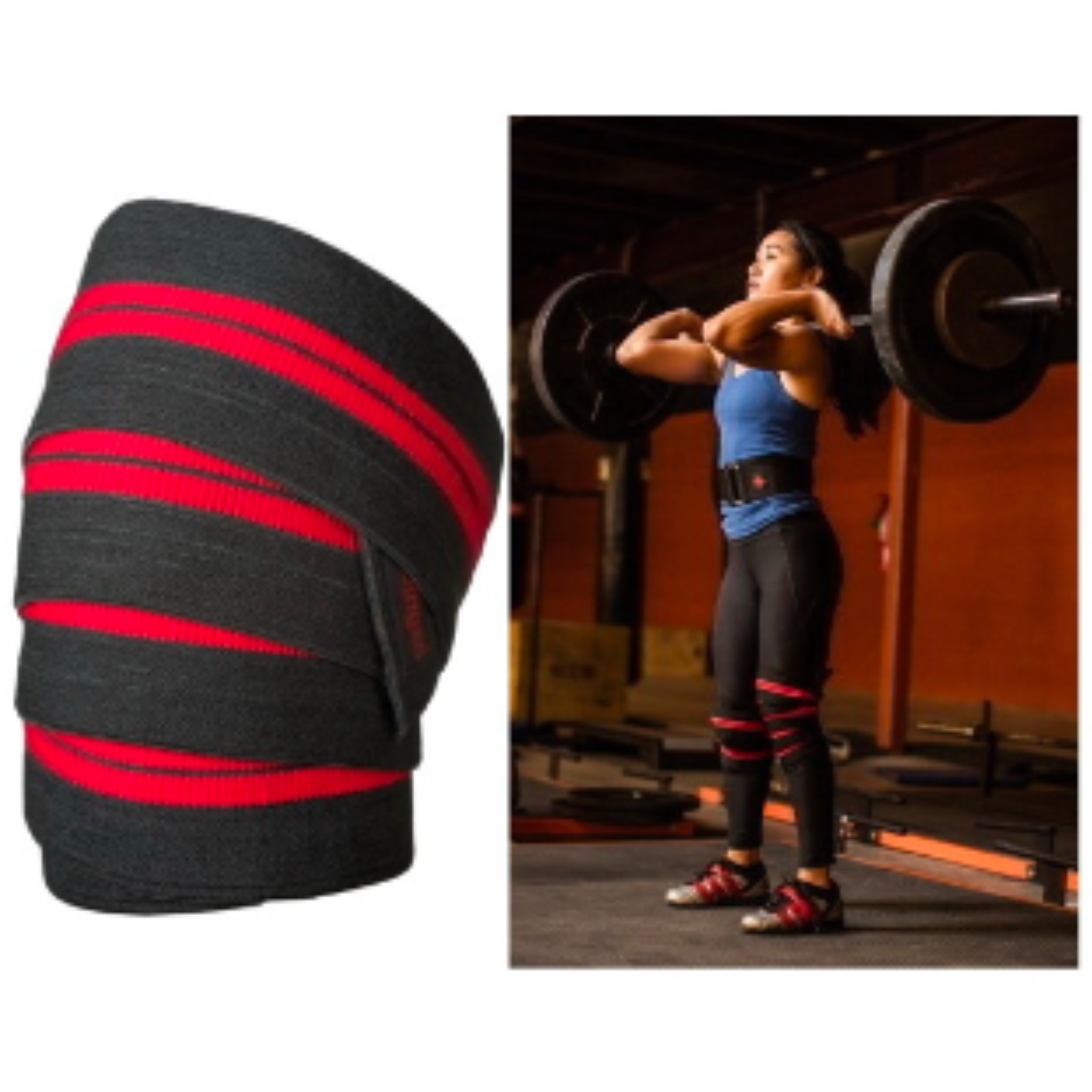 【💥舉重用品】HARBINGER 78寸Knee Wraps 舉重用品 Weightlifting 黑紅色