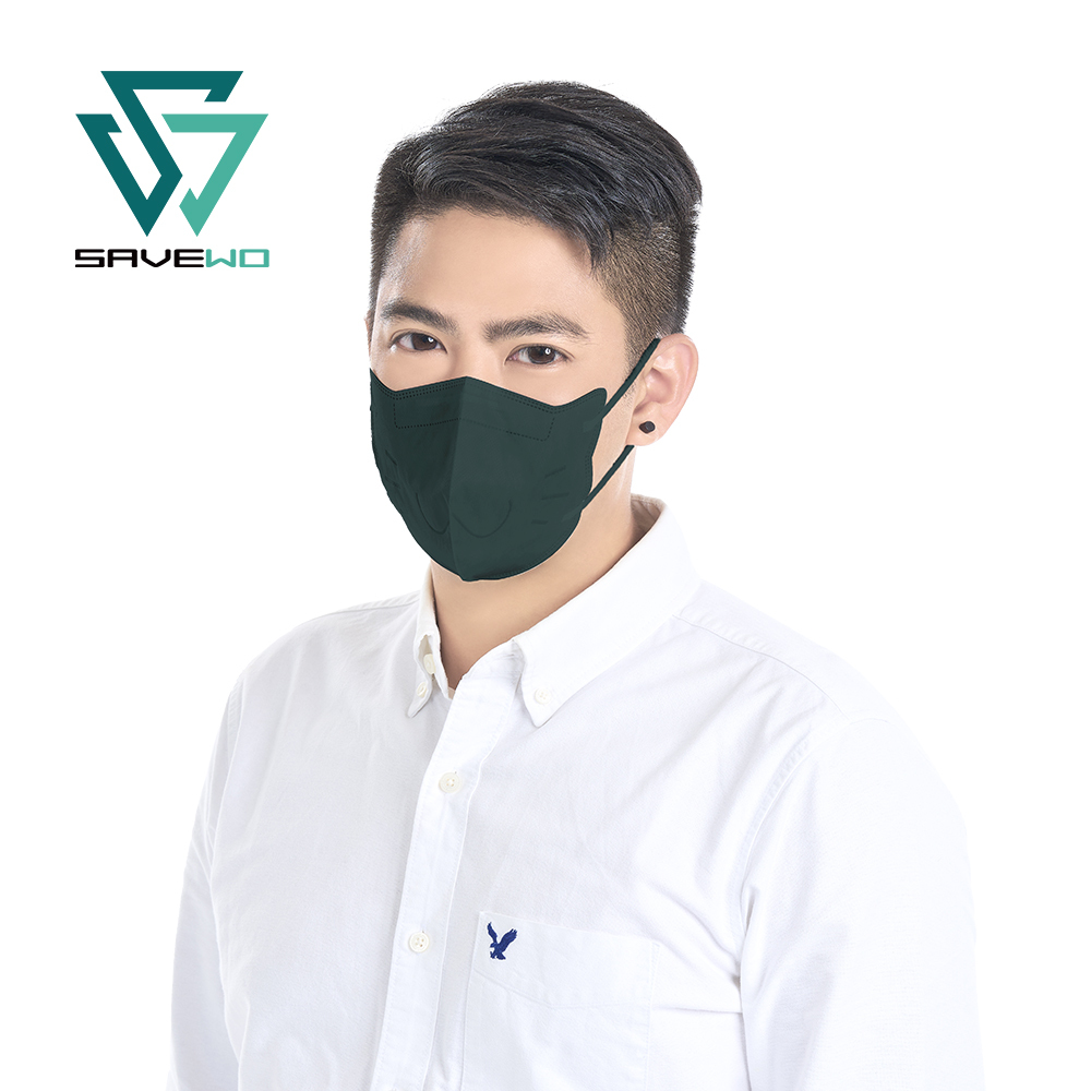 *代用盒包裝*SAVEWO 3DMEOW FOR ADULTS DARK GREEN 救世立體喵成人版防護口罩