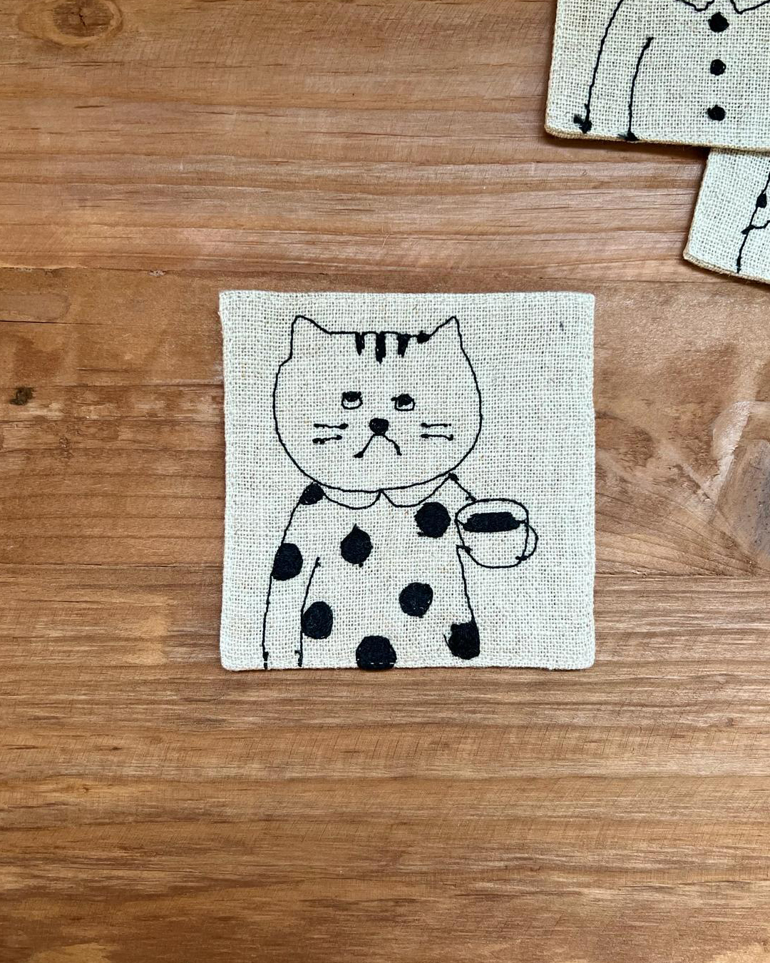 倉敷意匠 x sennokoto 麻質刺繡杯墊 波點| moli store 鍋墊、隔熱用品