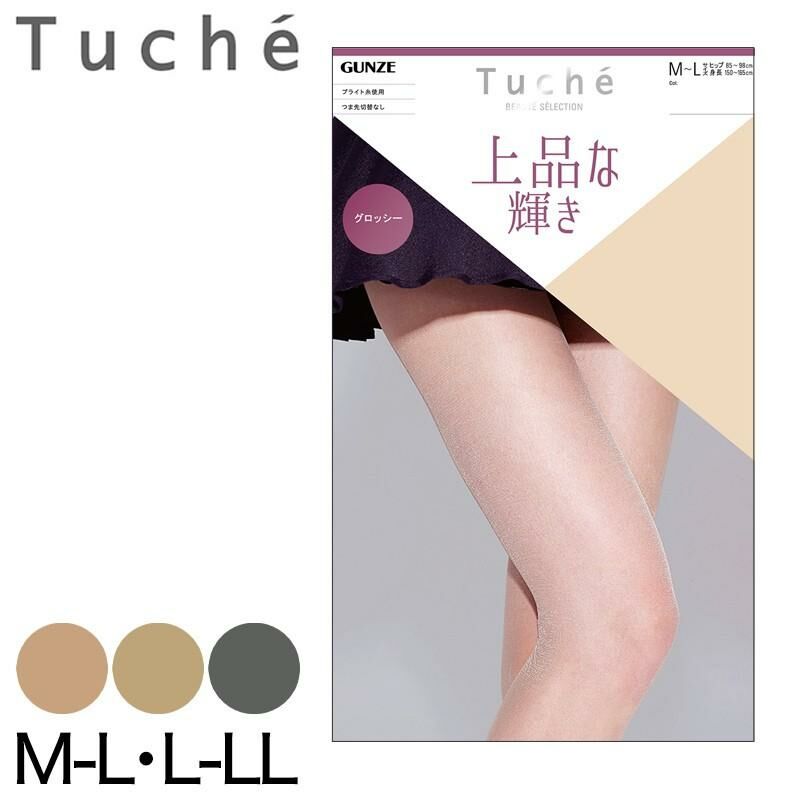 Gunze（Tuche） - 適合宴會的超薄高級閃亮褲襪 - 膚／黑銀（ML／LL）