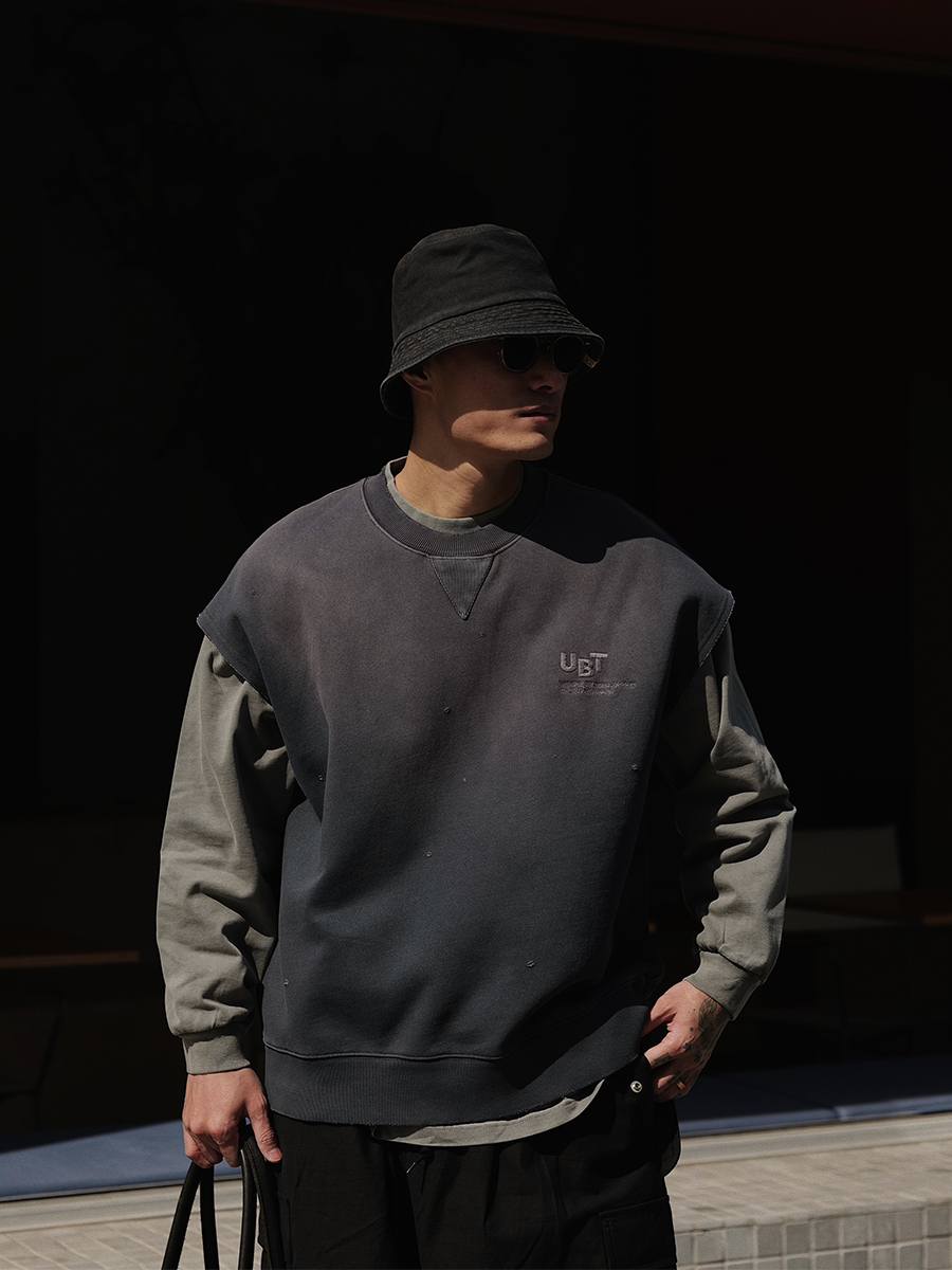 #預購 UNBENT 24SS 日系复古 水洗破壞 无袖坎肩背心 兩色