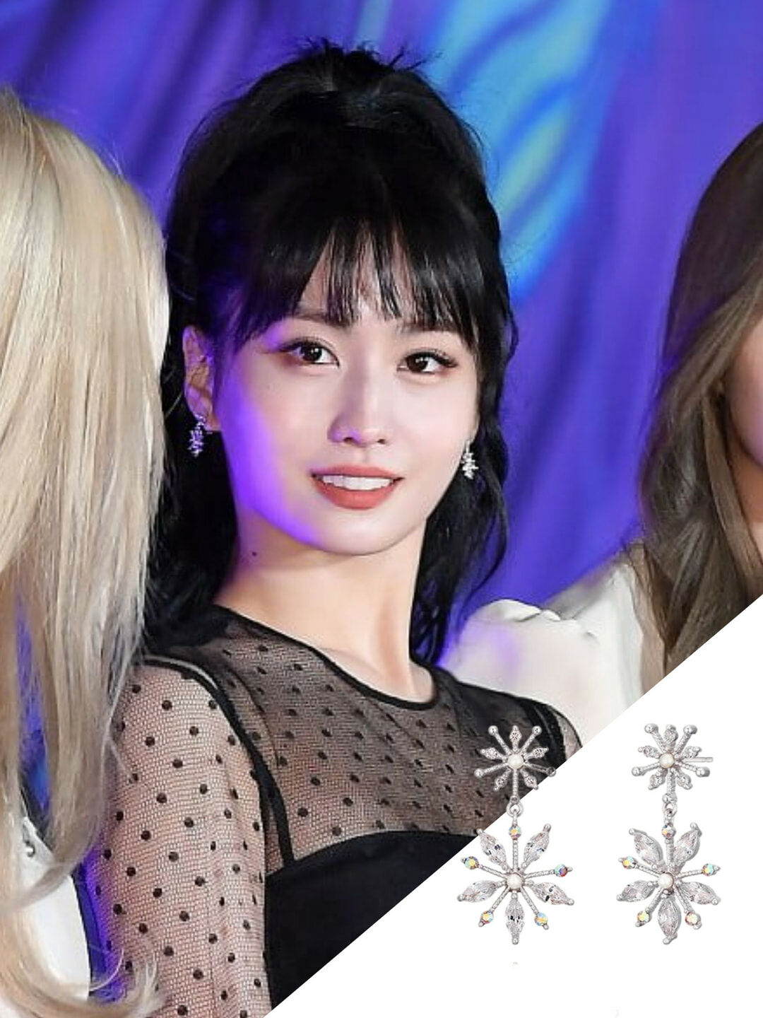 韓國WING BLING授權 冬紛雪花點鑽兩式耳環(Twice Momo同款)