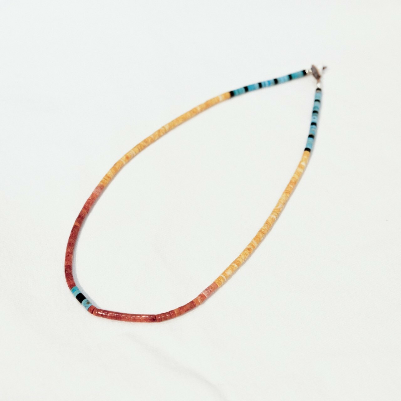MIKIA - HEISHI BEADS NECKLACE - SPINY OYSTER/CORAL/TURQ
