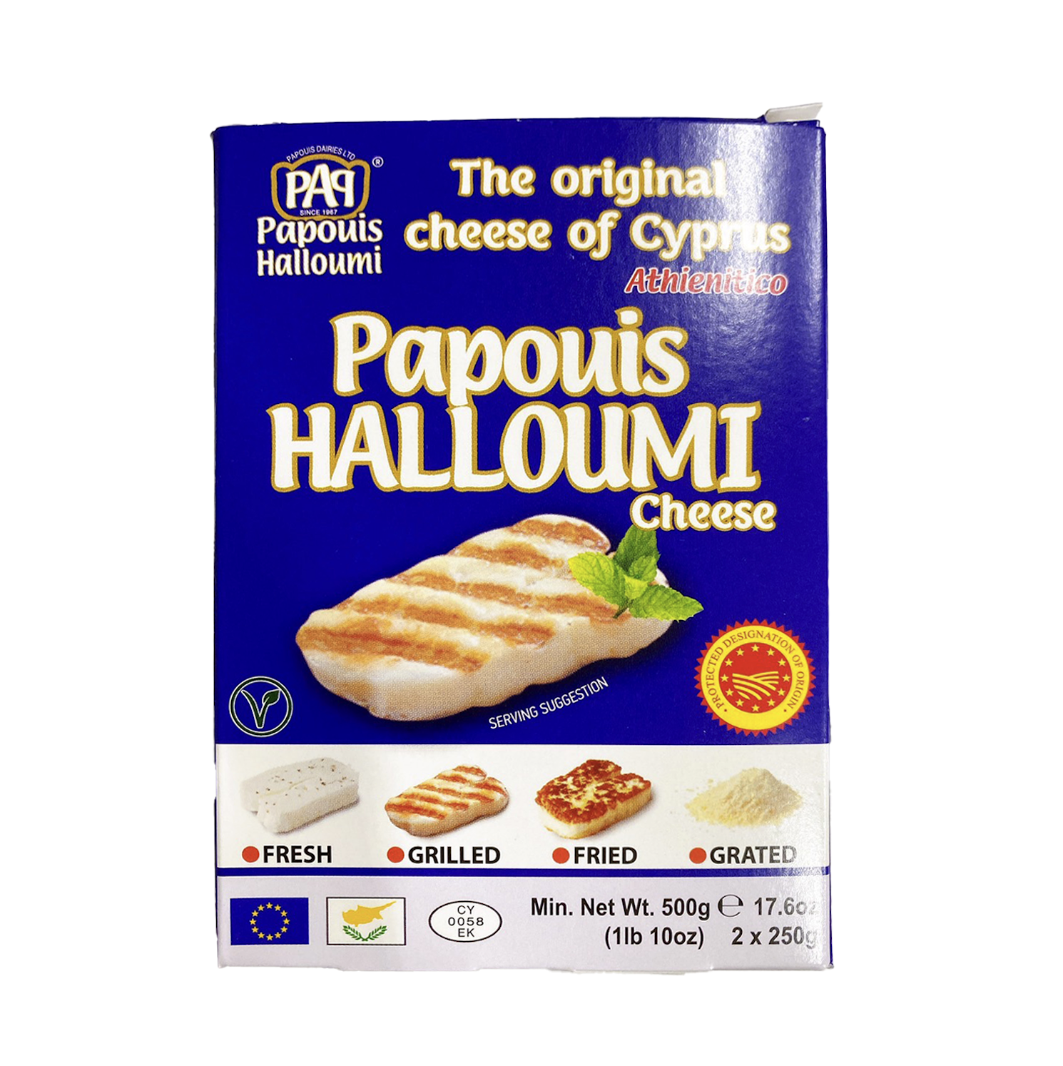 哈嚕米起司 Papouis Halloumi of Cyprus 500g (250gx2) 奶素 高熔點 適