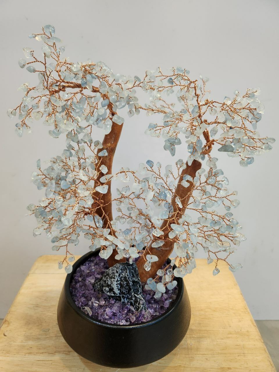 [S] CRYSTAL CHATEAU NATURAL DU JUAN WOOD TREE, AQUAMARINE/AMETHYST (PRE ...