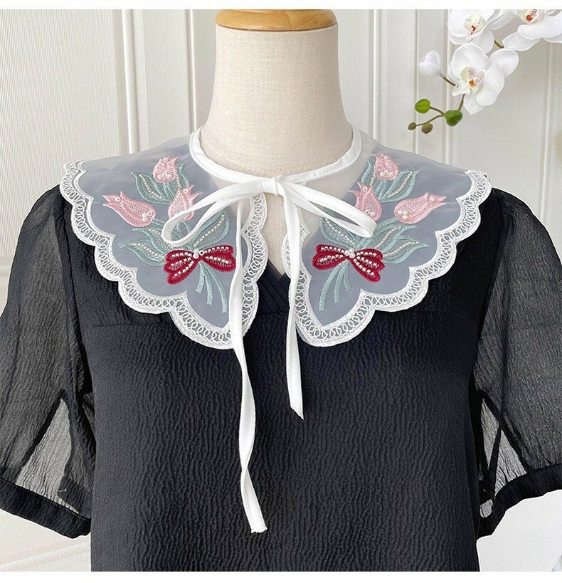 假領子 四季百搭刺繡小花領片【BD104】預購