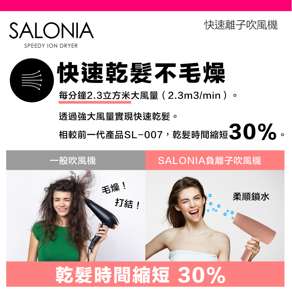 【日本 Salonia】SL-013 快速離子吹風機