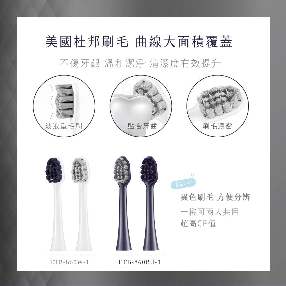 KINYO｜極淨美型聲波電動牙刷 ETB-860