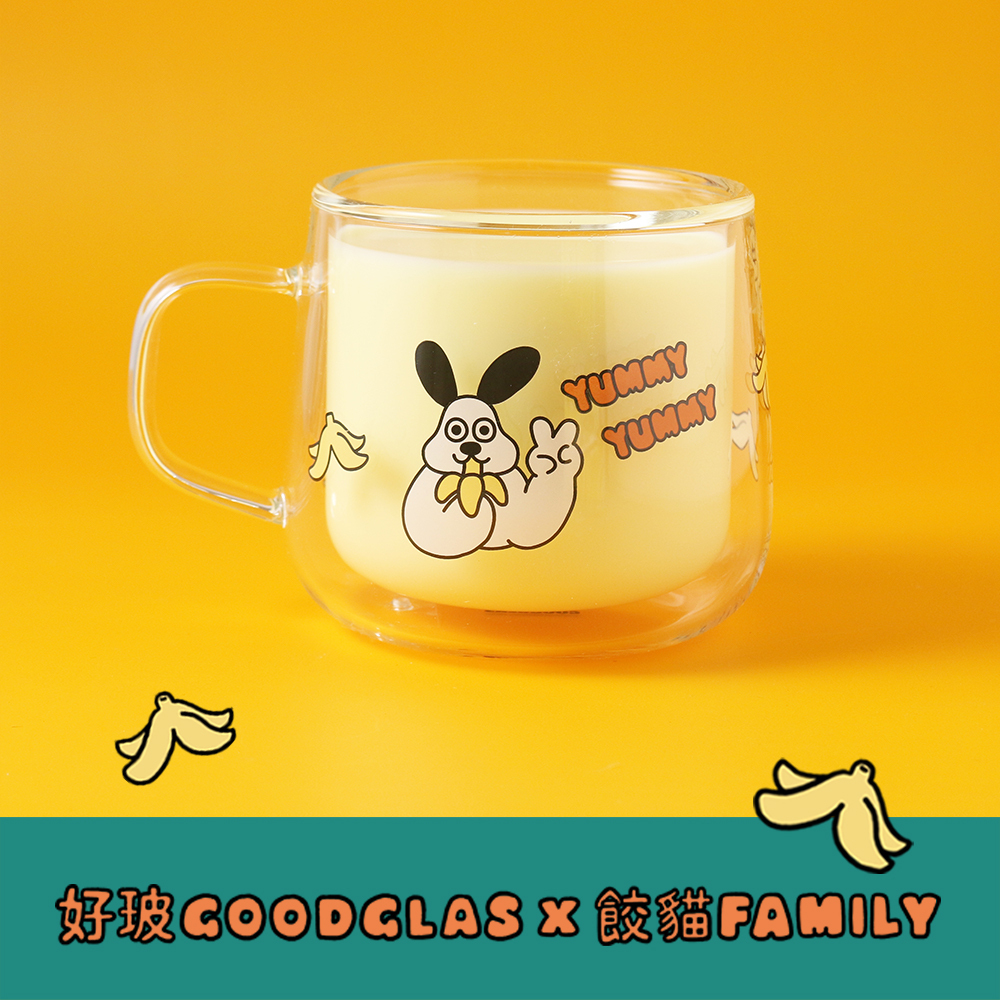 好玻GOODGLAS×餃貓FAMILY -狗勾的背叛雙層把手杯