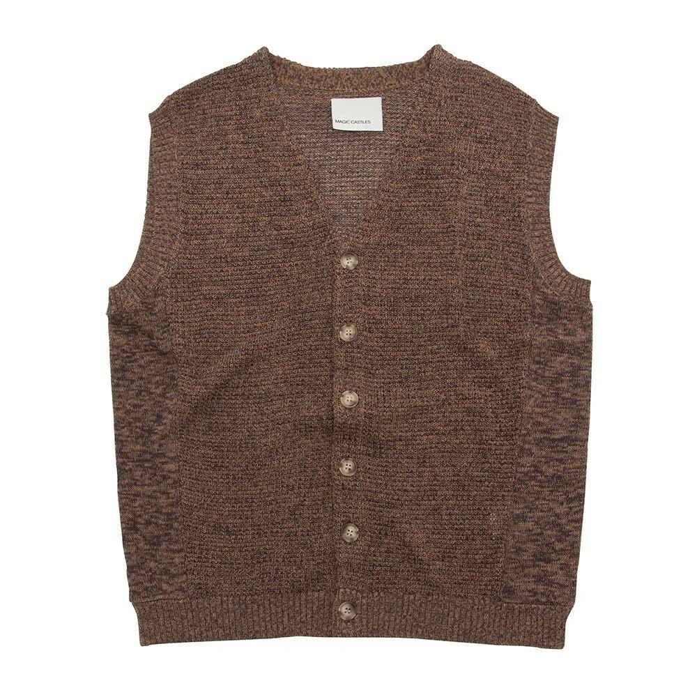 Magic Castles - MESH BUTTON UP VEST / SHIITAKE