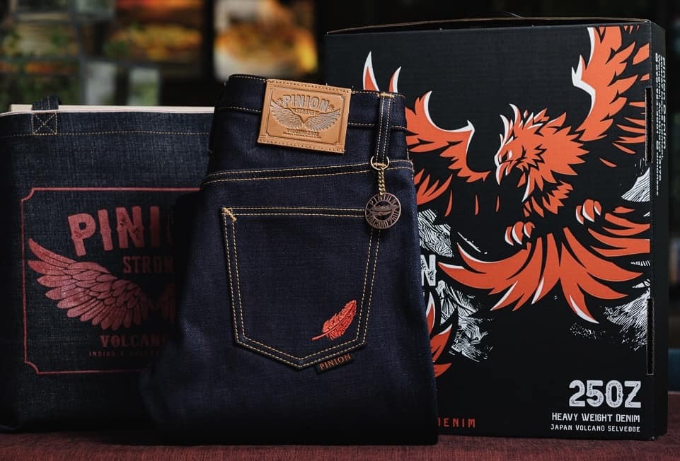 PINION DENIM 25oz SLUB INDIGO X VOLCANO เรามาชมรายละเอ