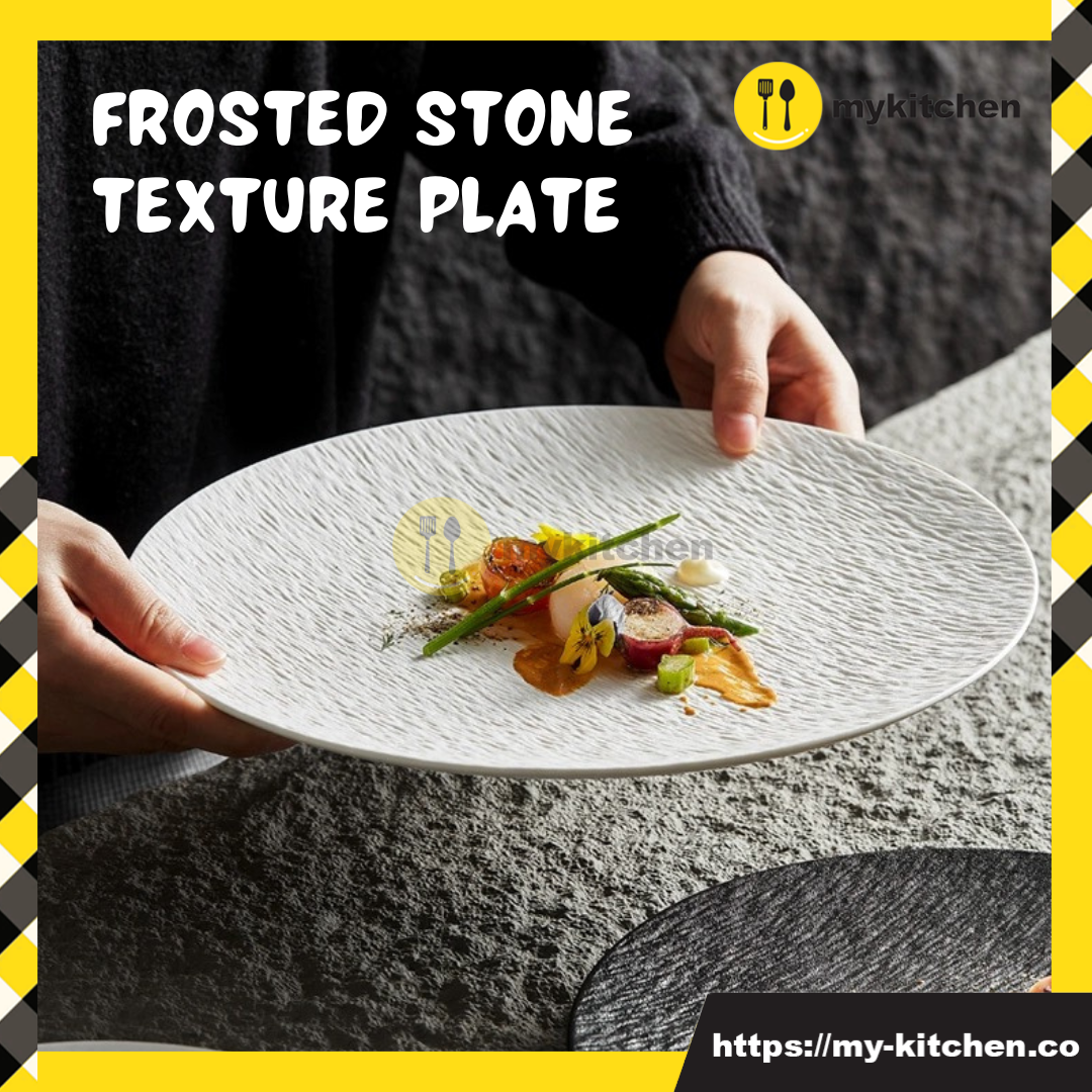 [MY KITCHEN] Frosted Stone Texture Plate Ceramic Porcel
