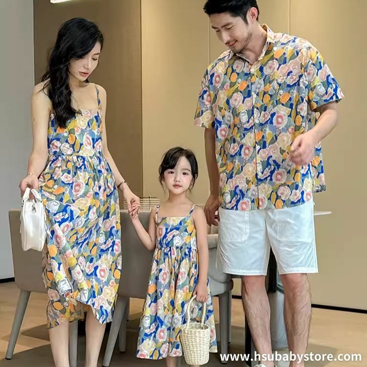 親子裝-一家四口復古碎花洋裝/上衣H2703 Hsu baby store童裝