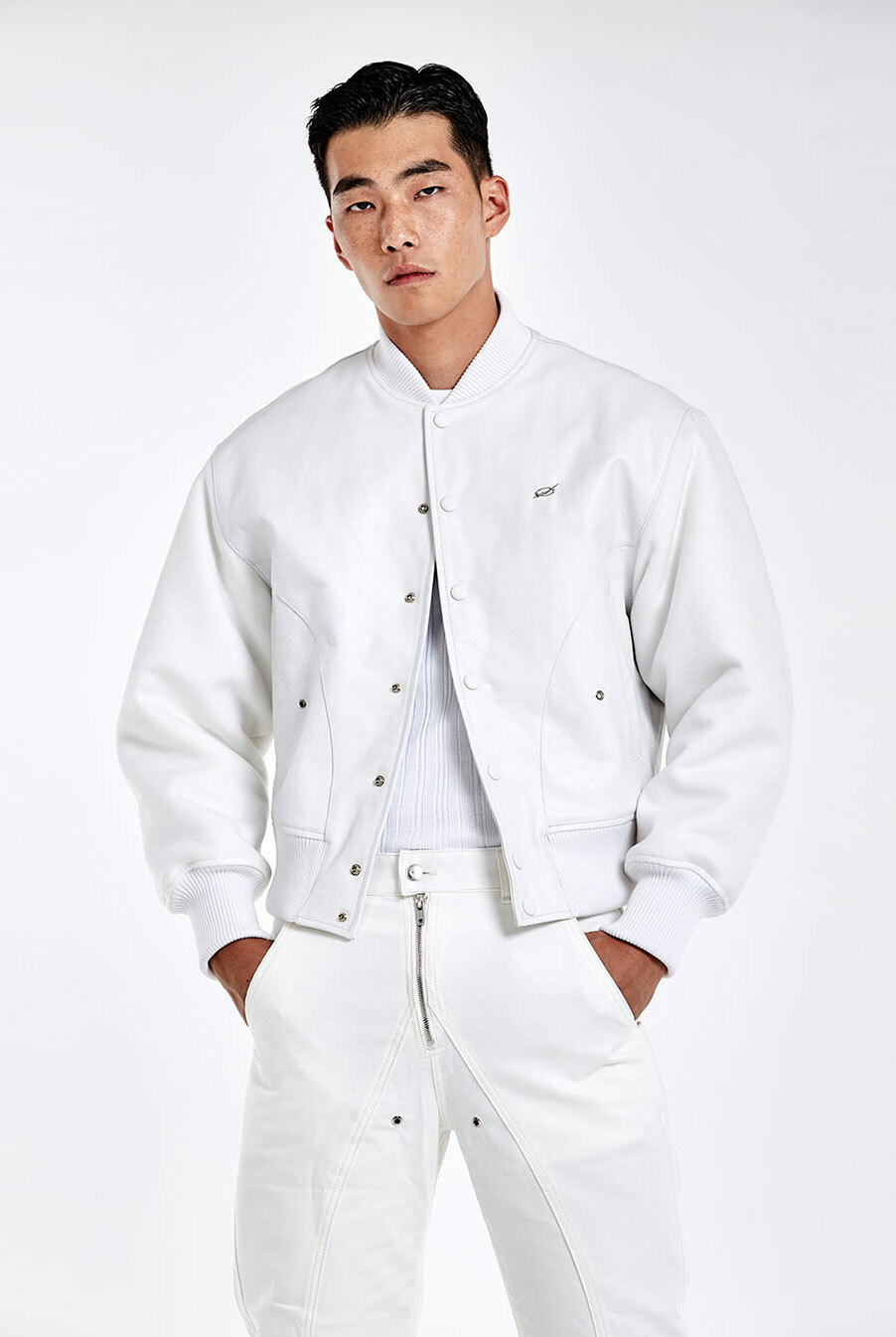 Bulky Varsity Jacket - White