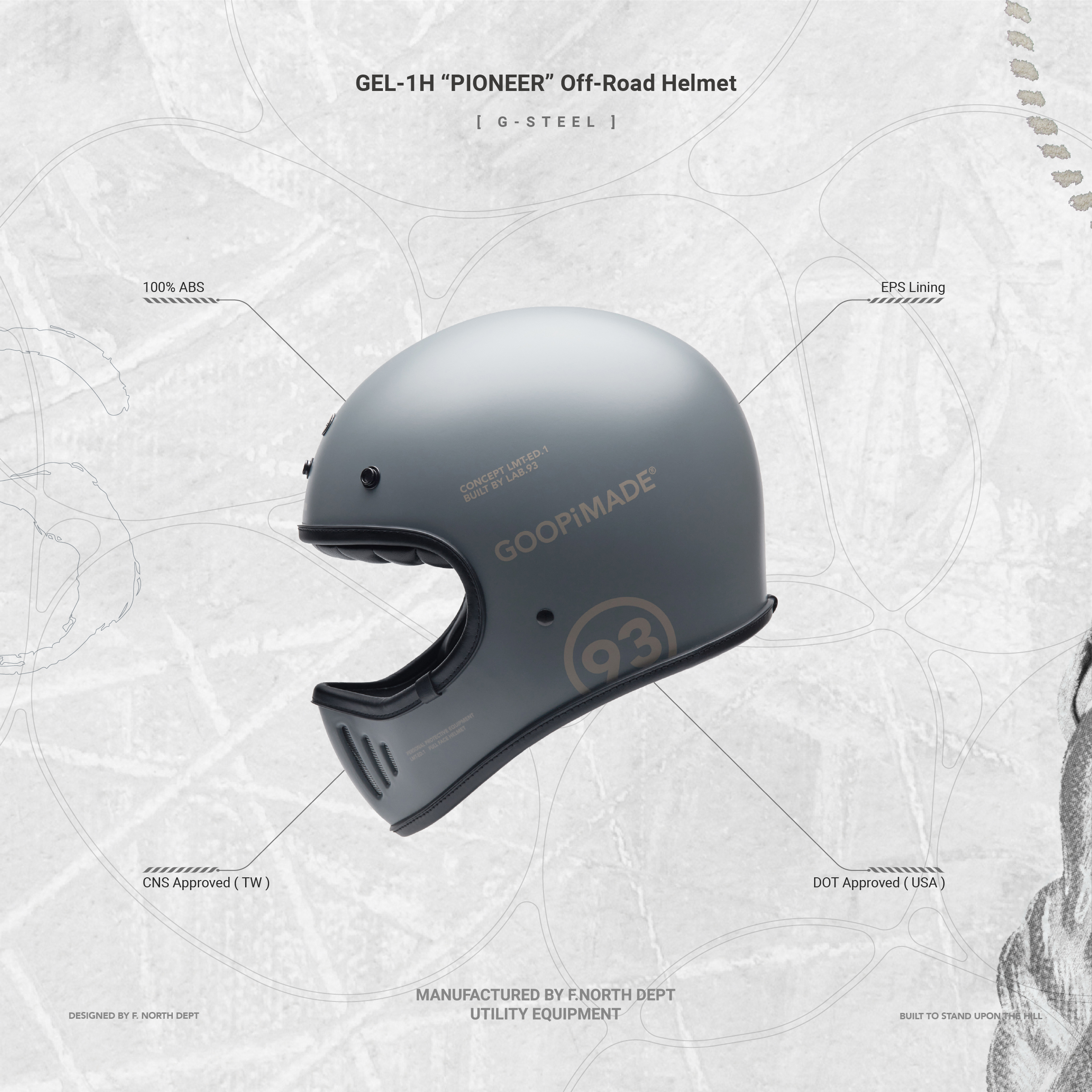 GEL-1H “PIONEER” Off-Road Helmet - G-Steel
