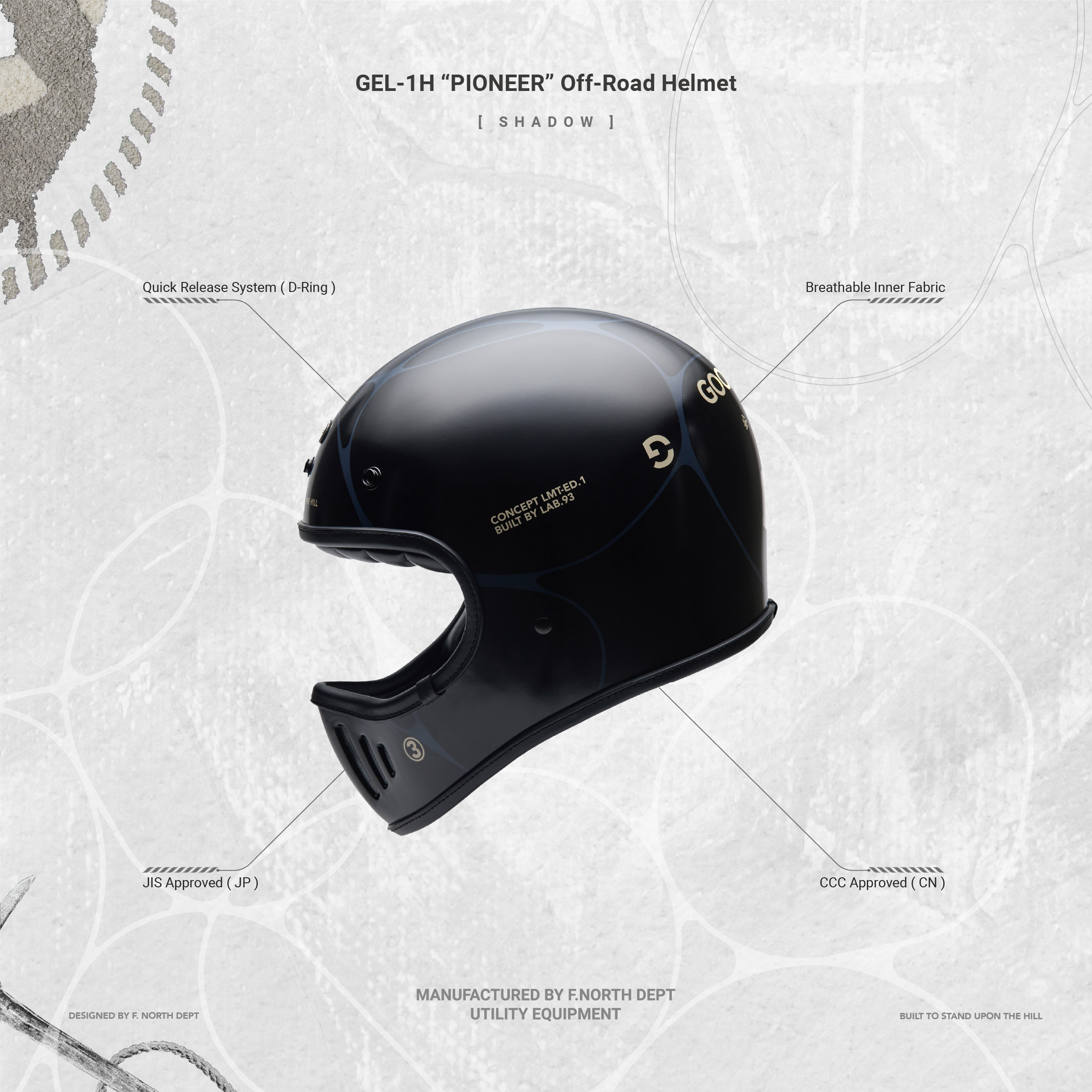 GEL-1H “PIONEER” Off-Road Helmet - Shadow