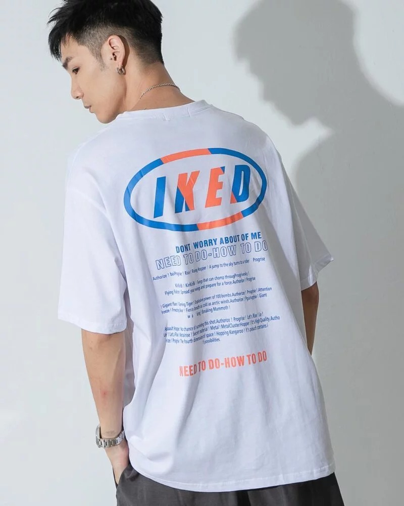 IKED街頭寬鬆落肩短TEE（白）