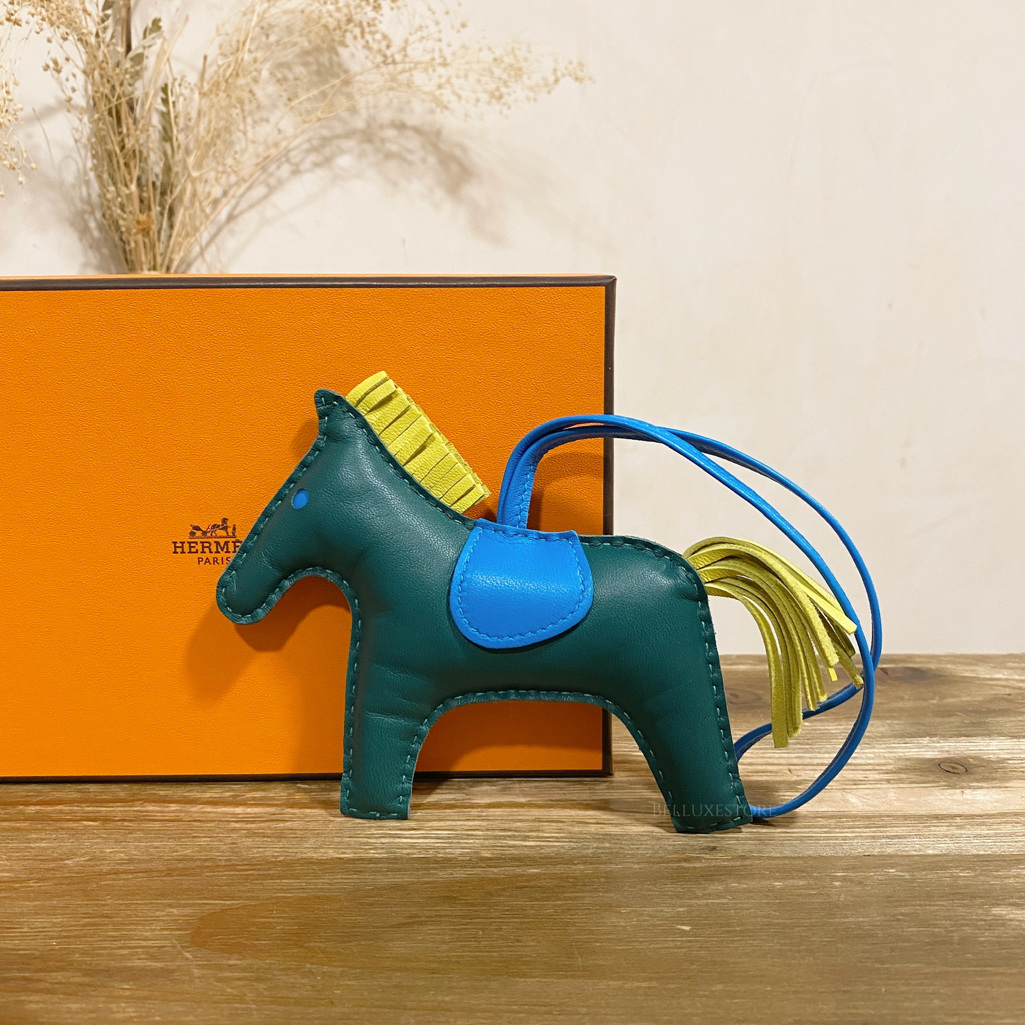 [Pre-owned] Hermes rodeo mm stamp A malachite/bl zan...