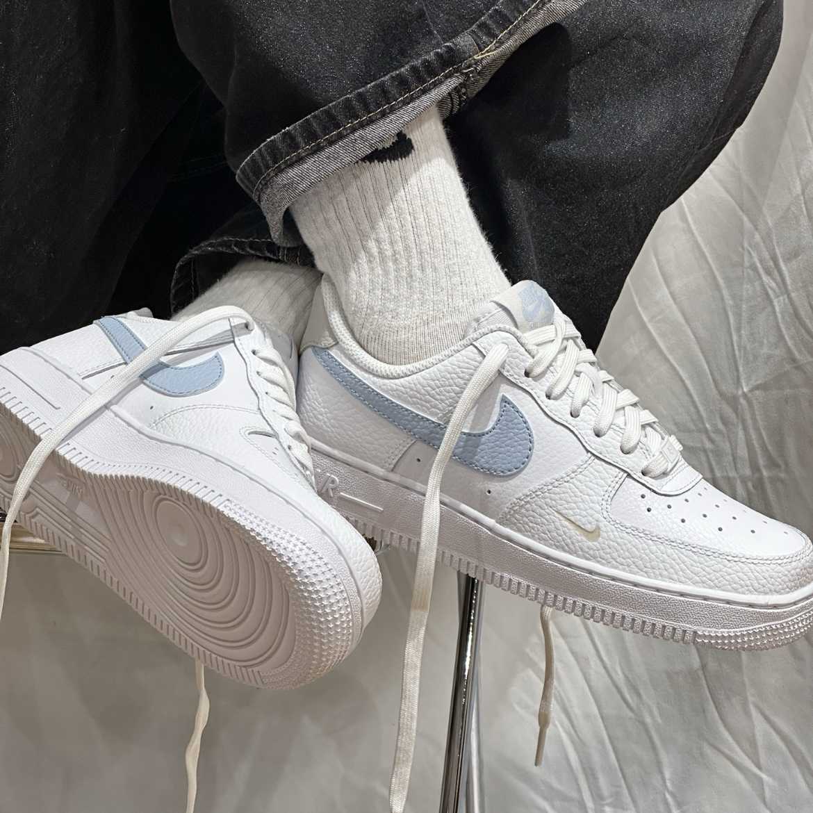 Nike Air Force 1 Low 白冰藍 淺藍 小金勾 Af1 女鞋 Hf0022 100