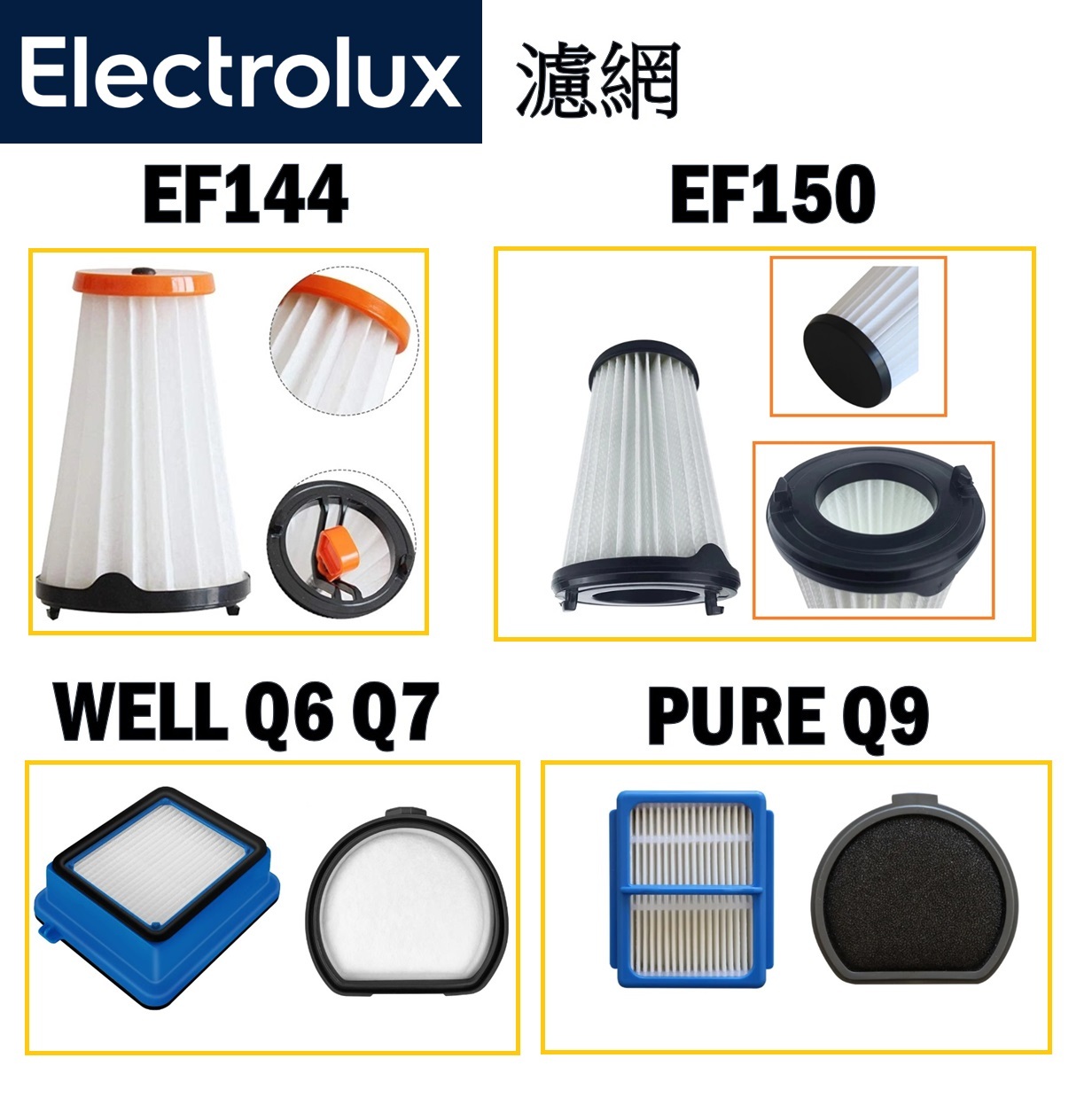 伊萊克斯 濾芯 EF150 EF144 WELL Q6 Q7 Q8 Q9 Electrolux 副廠 超級完美
