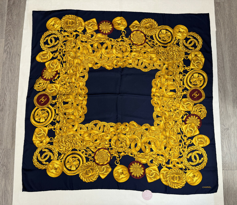 Chanel Blue Silk Scarf