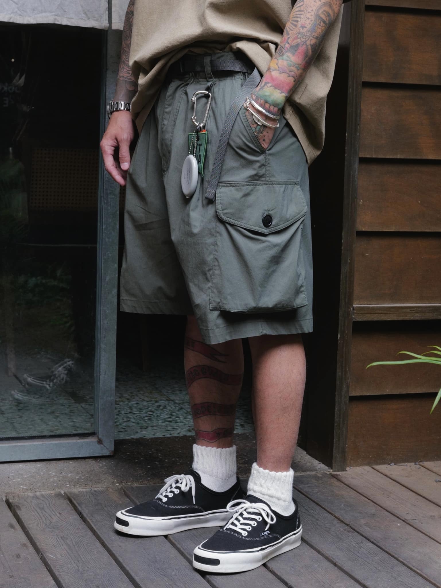 Unbent 24s/s blended fabric cargo shorts