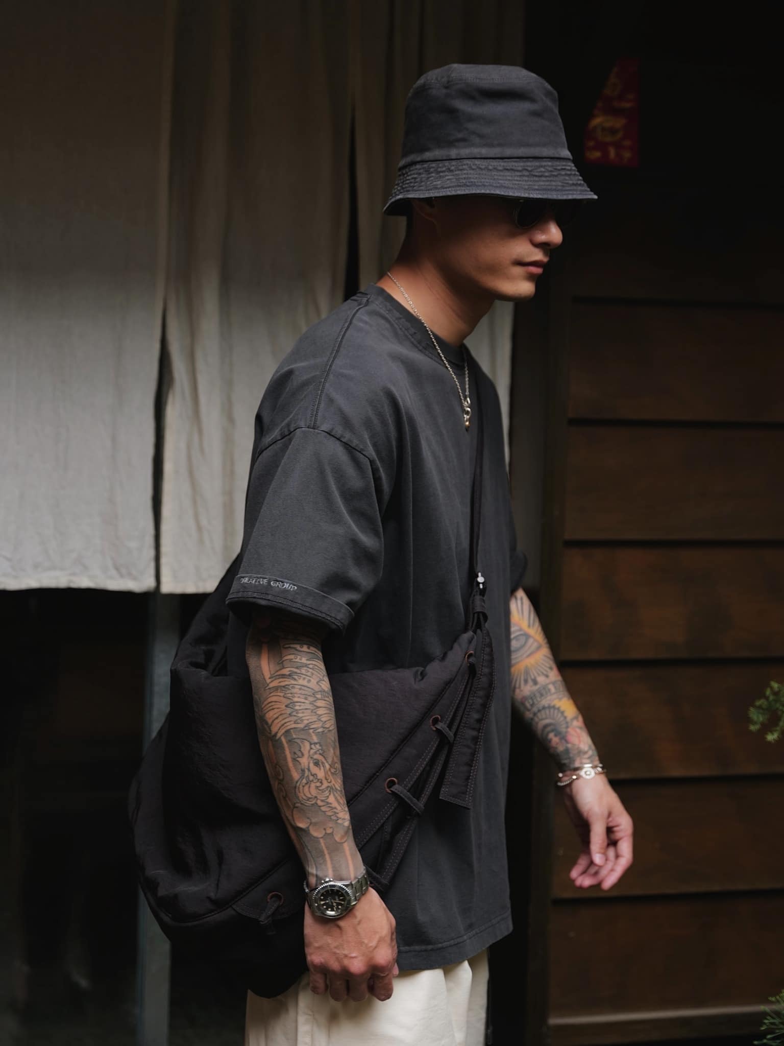 Unbent 24s/s double layered collar washed Tee