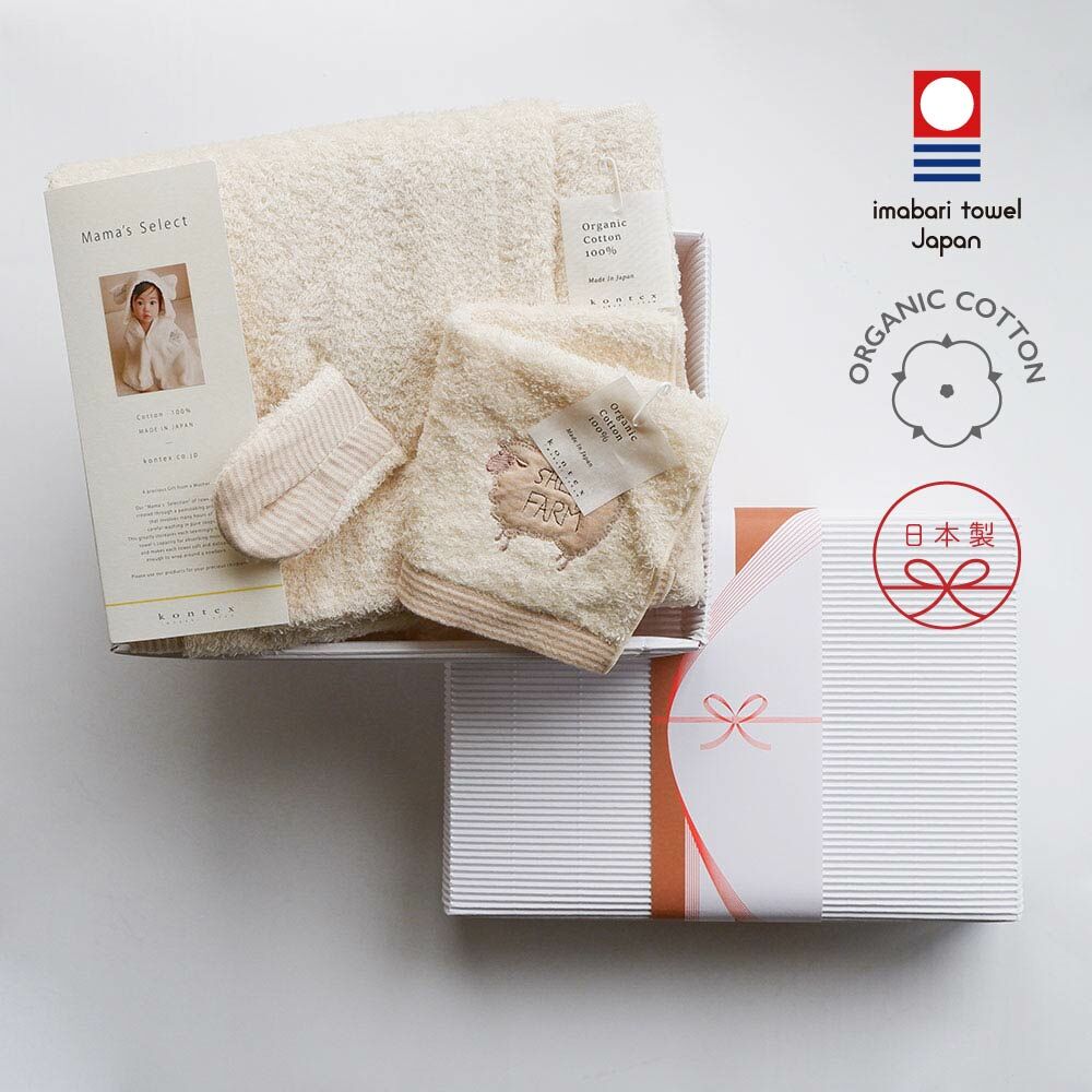 【kontex】今治Fluffy系列連帽浴巾/毛巾禮盒-綿羊/大象