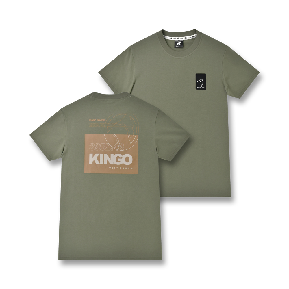 KINGO女款｜軍綠色印花T恤 412124
